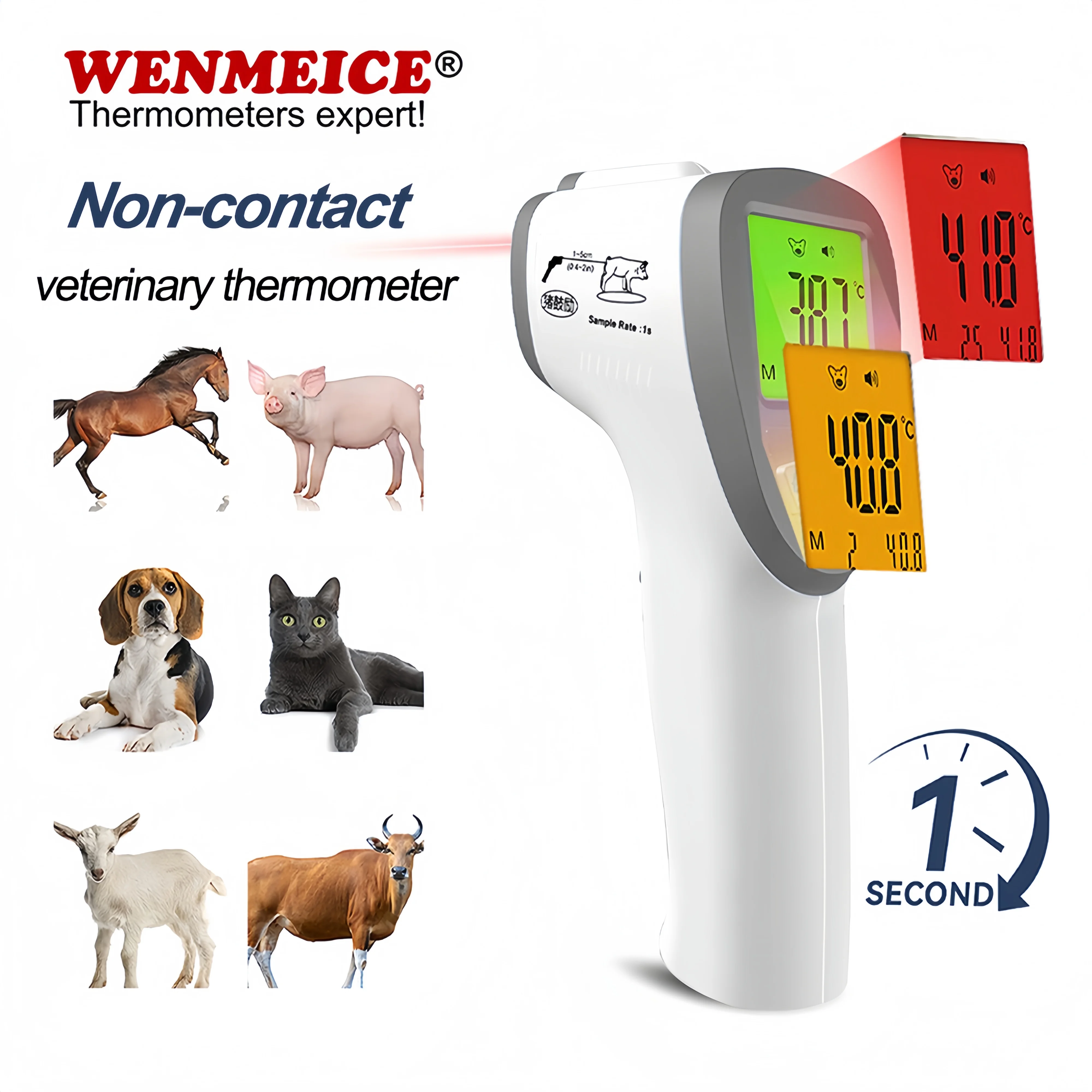 WENMEICE Infrared Pet Dog Cat Veterinary Thermometer Medical Animal ...