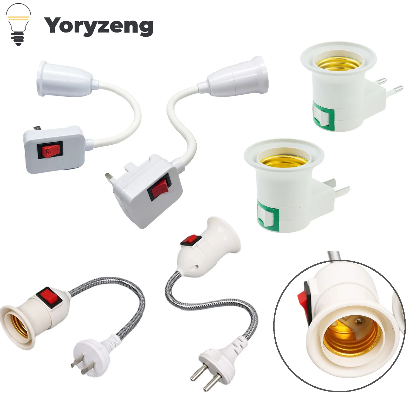 E27-Screw-Base-Socket-Lamp-Holder-Rotating-Flexible-Cable-With-Switch ...