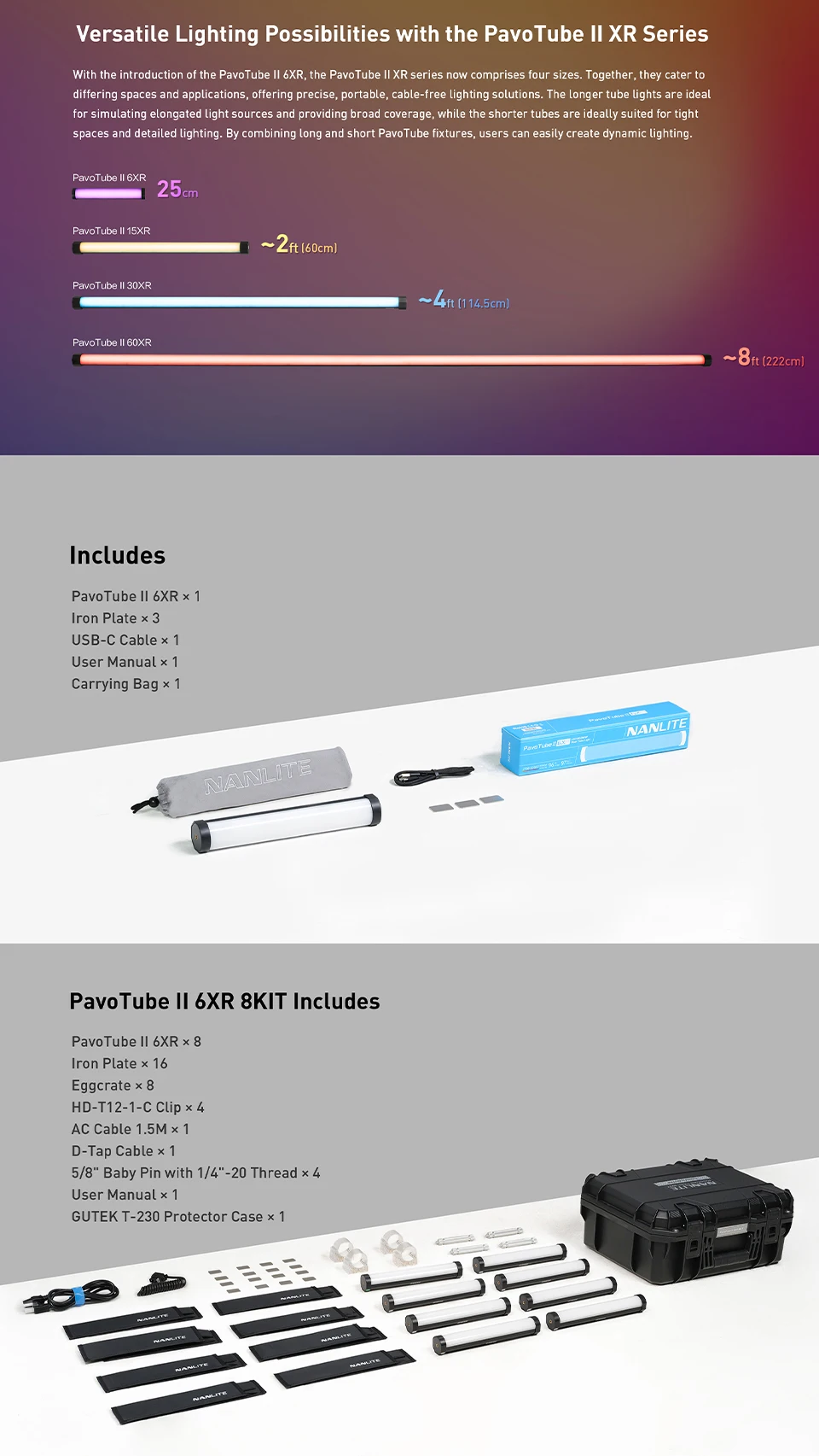 Nanlite PavoTube II 6XR RGBWW 2700K-12000K T12 размер трубки свет для ...