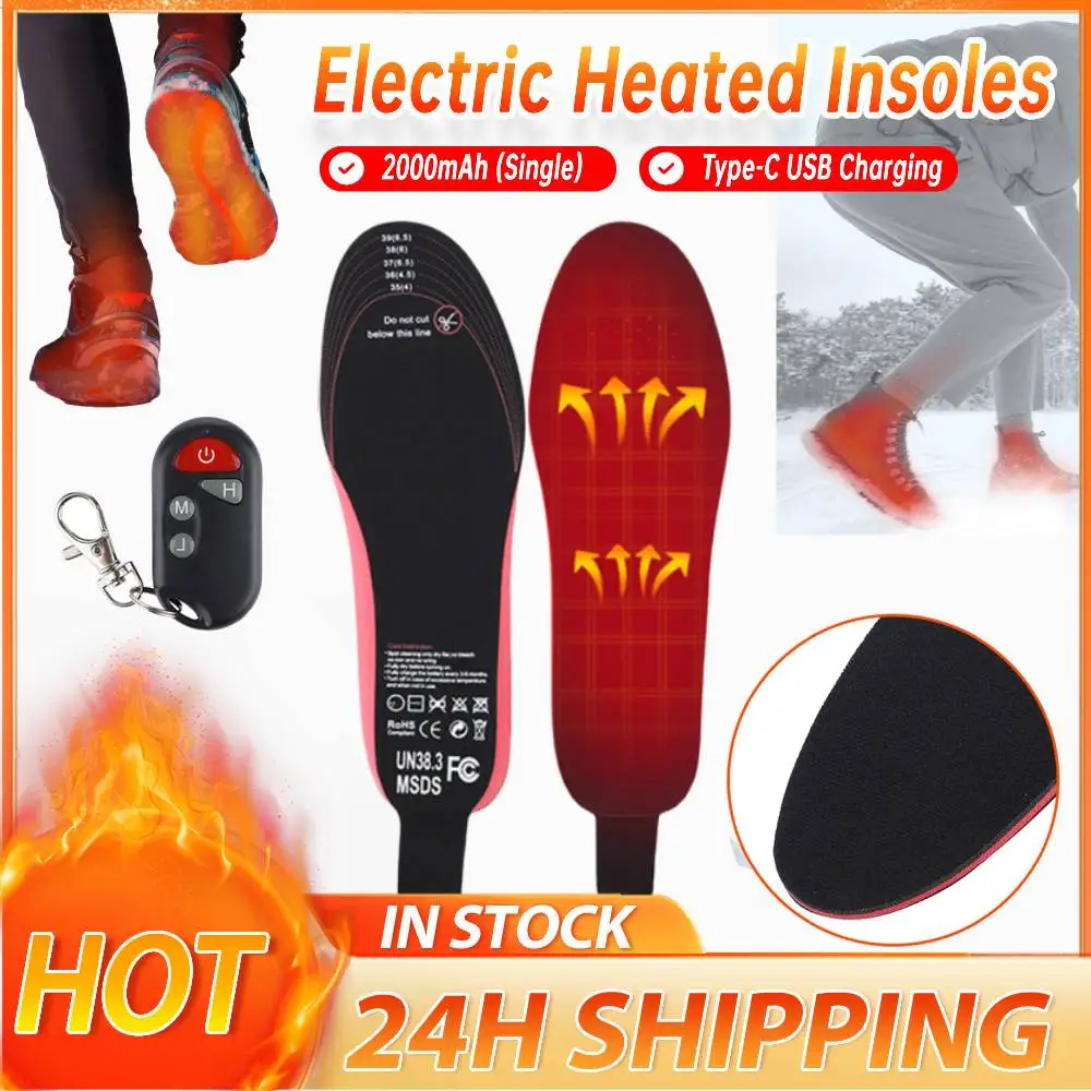 USB Electric Heated Insoles with Remote Control Feet Warmer ...