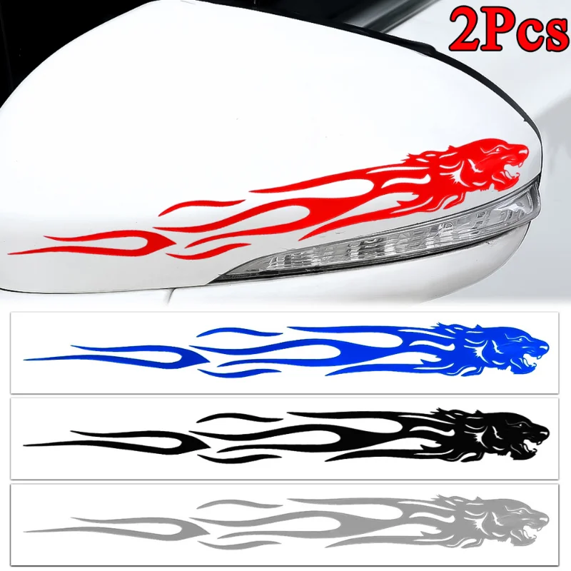 2Pcs Creative Stickers Tiger Flame Totem Car Decals Reflective Cool ...