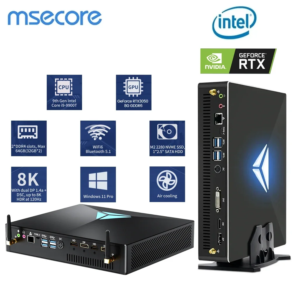 MSECORE-MV200-Game-Mini-PC-Windows-11-Intel-Core-i9-9900KF-RTX3050-8G ...