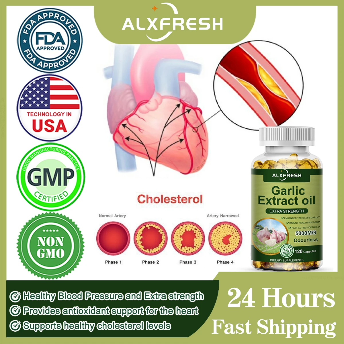 60PCS-120PCS-Organic-Garlic-Oil-Extract-Capsule-Immune-and ...