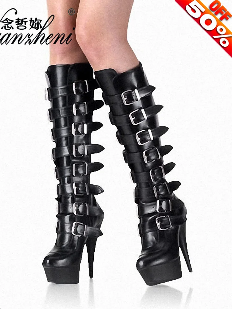 exoticos-Pole-Dance-Buckle-crossdresser-stripper-boots-Women-15cm-High ...