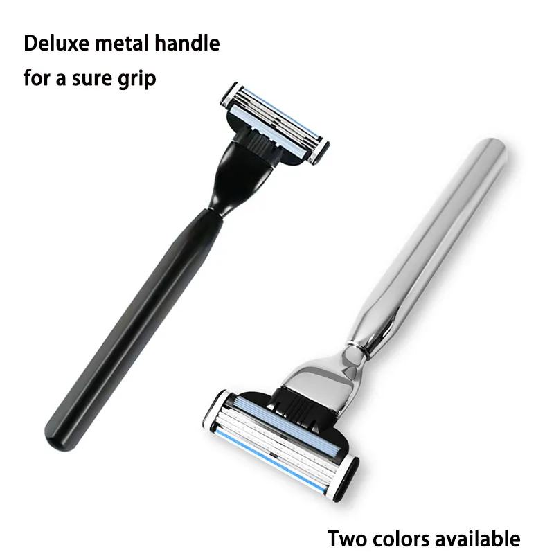 Metal-Handle-Manual-Profession-Face-Care-Beard-3-Layers-Blade-Safety ...