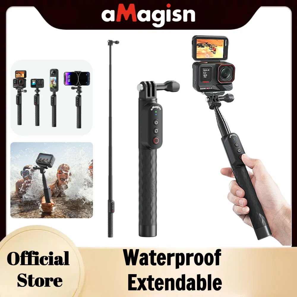 aMagisn Monopod Selfie Stick Bluetooth, 100cm Extendable Sticks for ...