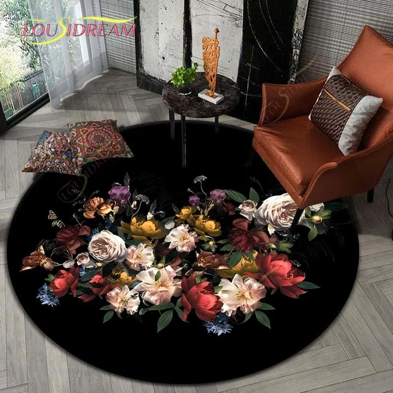 Flowers-Round-Carpet-Floor-Mats-Flannel-Printed-Area-Rug-Sound ...