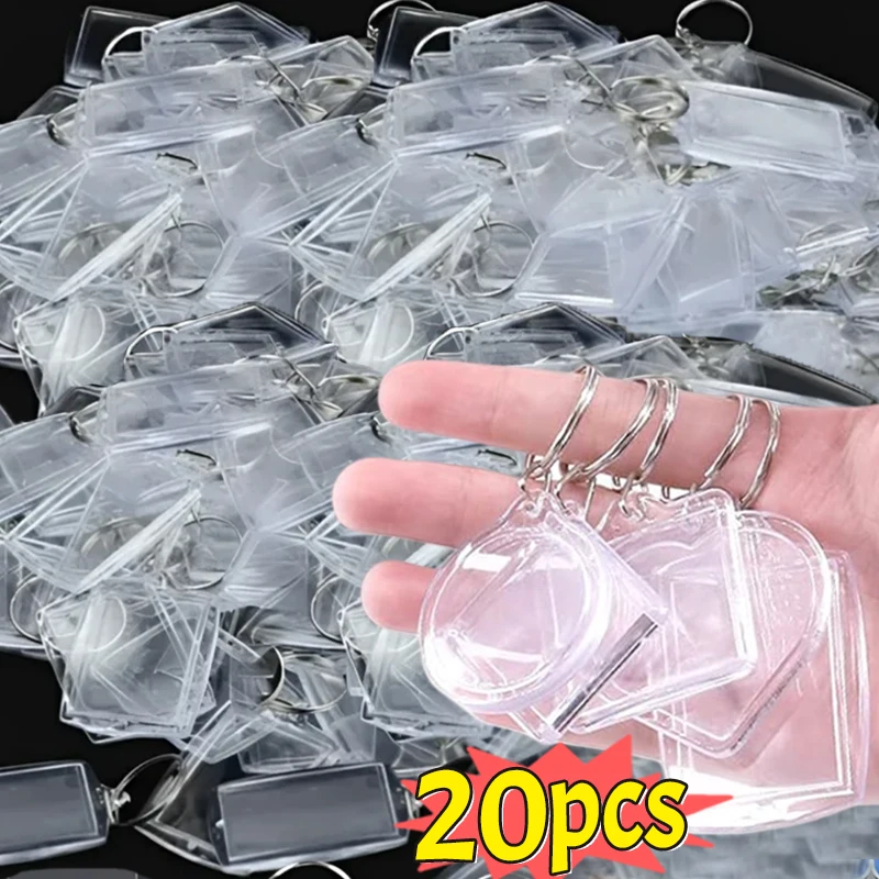 1-20Pcs-Blank-Acrylic-Picture-Keychain-DIY-Clear-Insert-Photo-Split-Key ...
