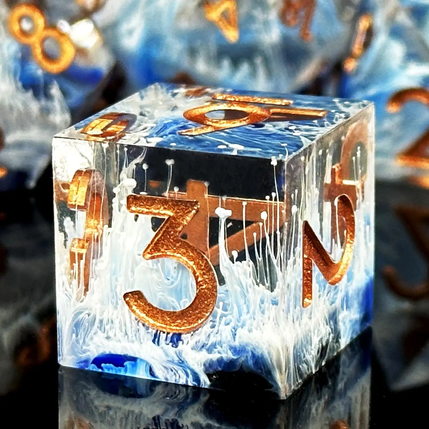 7pcs Semi-Transparent Handmade Resin Polyhedral Dice Set for DnD, RPG ...