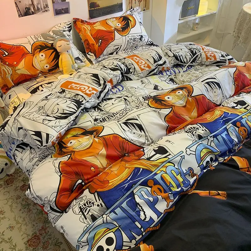 ONE-PIECE-LUFF-4-piece-Bed-Sheet-Set-Anime-Cartoon-Bedding-Set-Children ...