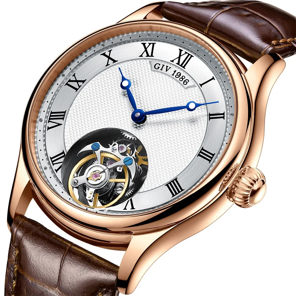 Flying Tourbillon Skeleton Watch For Men GIV Mechanical Male ...