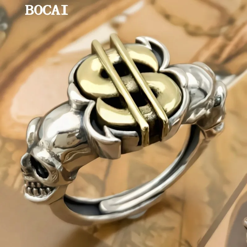 BOCAI-S925-Silver-Retro-Personalized-USD-Label-Skull-Blue-Eyes-Men-s ...