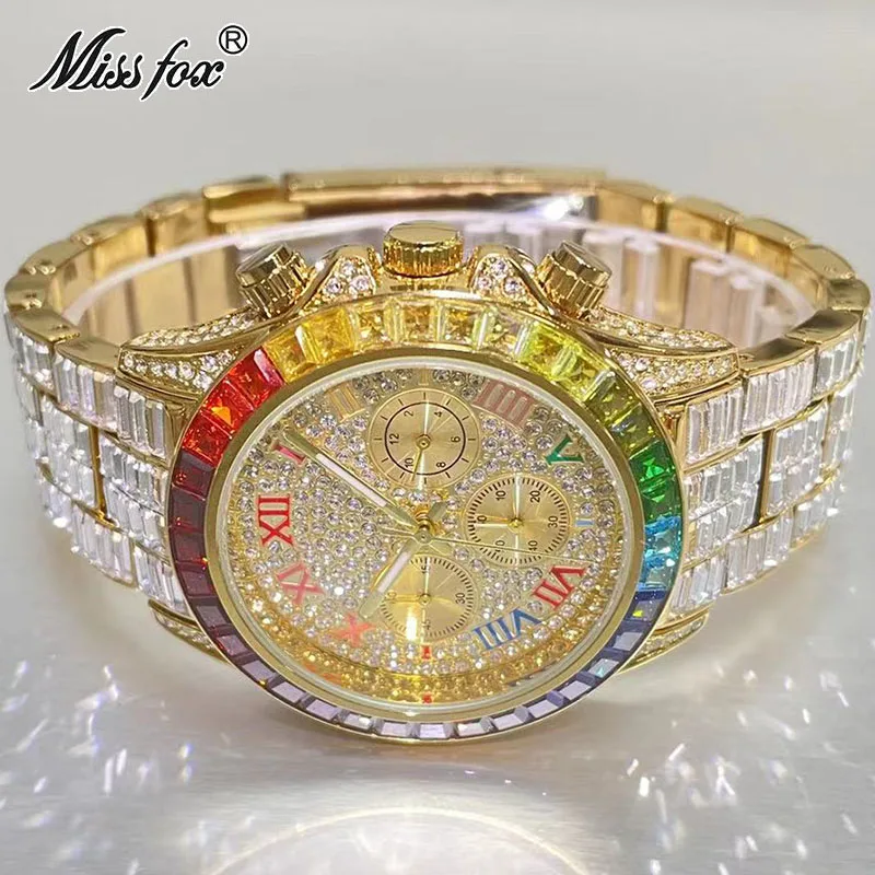 Fashion-Brand-MISSFOX-18K-Gold-Hip-Hop-Watch-For-Mens-Iced-Out ...