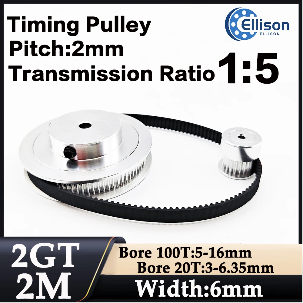 2GT-timing-pulley-kit-5-1-20T-and-100T-synchronous-wheels-inner-hole-3 ...