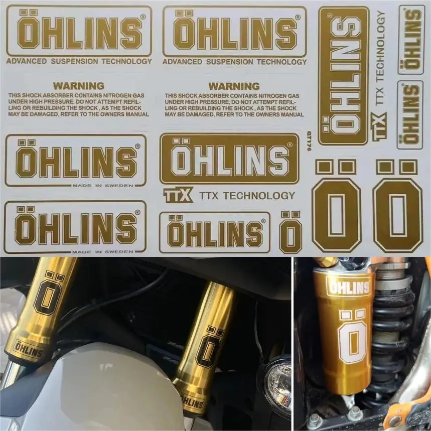 Matte Gold Transparent OHLINS Shock Absorber Sticker Motorcycle ...