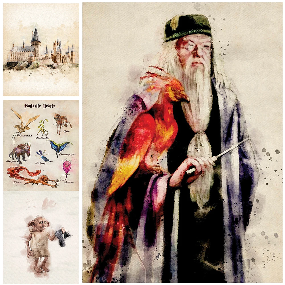 The-Wizard-Principal-And-The-Phoenix-Wall-Art-Canvas-Painting-Fantastic ...