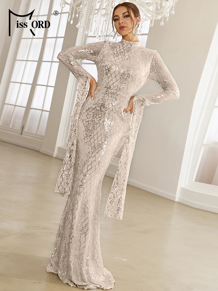 Missord-Silver-Sequin-Mermaid-Evening-Dress-Women-Turtleneck-Long ...