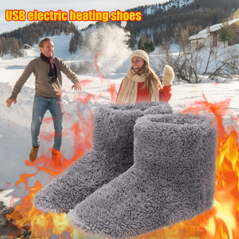USB-Heated-Shoes-for-Men-Women-Winter-Warm-Heating-Shoes-Plush-Electric ...