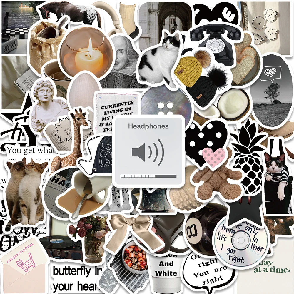 60PCS-Ins-Style-Modern-Simple-Decals-Cute-Stickers-Motorcycle-Aesthetic ...