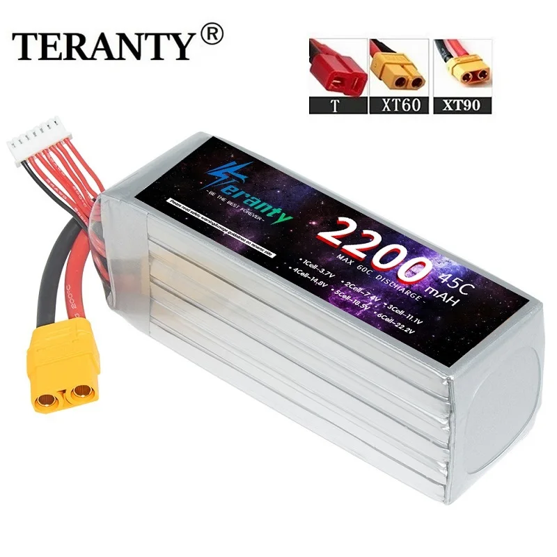 6S 22.2V 2200mAh 45C RC LiPo Battery For RC Airplane Drone Quadrotor ...