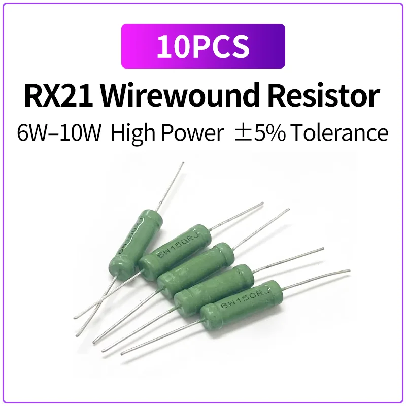 10PCS RX21 6W 10W Wire Wound Resistance 5% 0.01~33K 1R 10R 100R 1K 10K ...