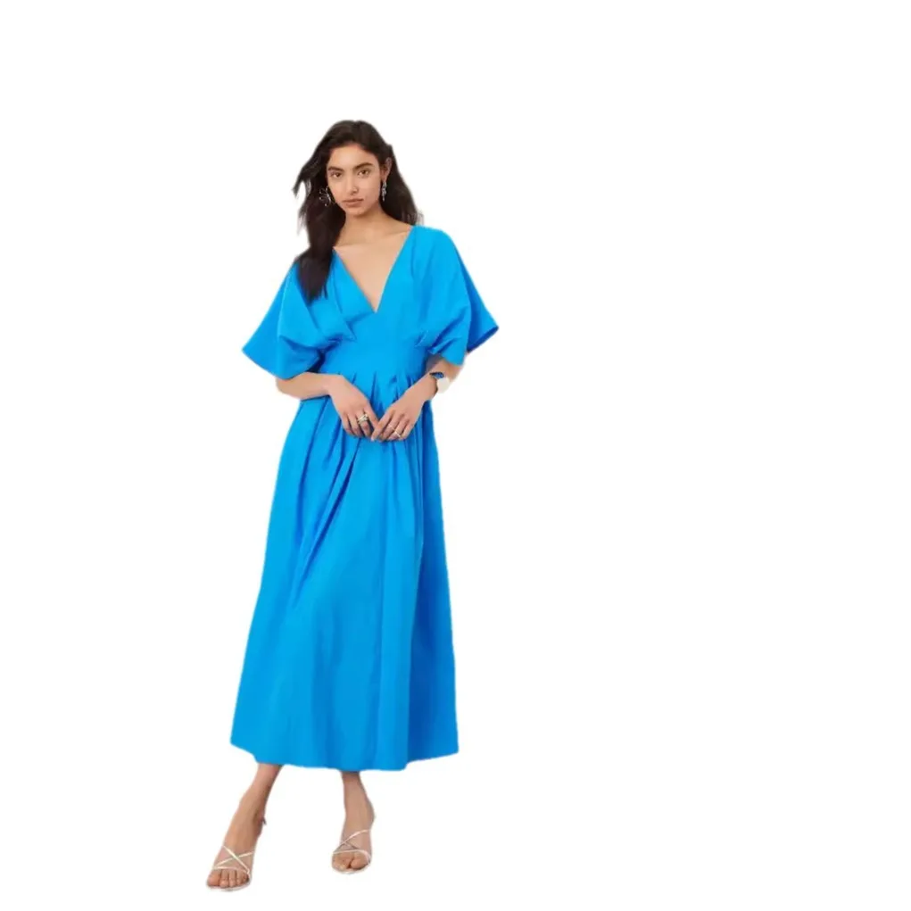 Women-s-Elegant-Long-Dress-Fashion-Solid-Pleated-Waist-Up-Big-Hem-Maxi ...