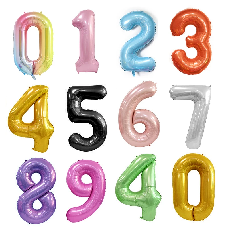 NEW 40inch Big Size Rose Gold Sliver Digital Number Figure Foil ...