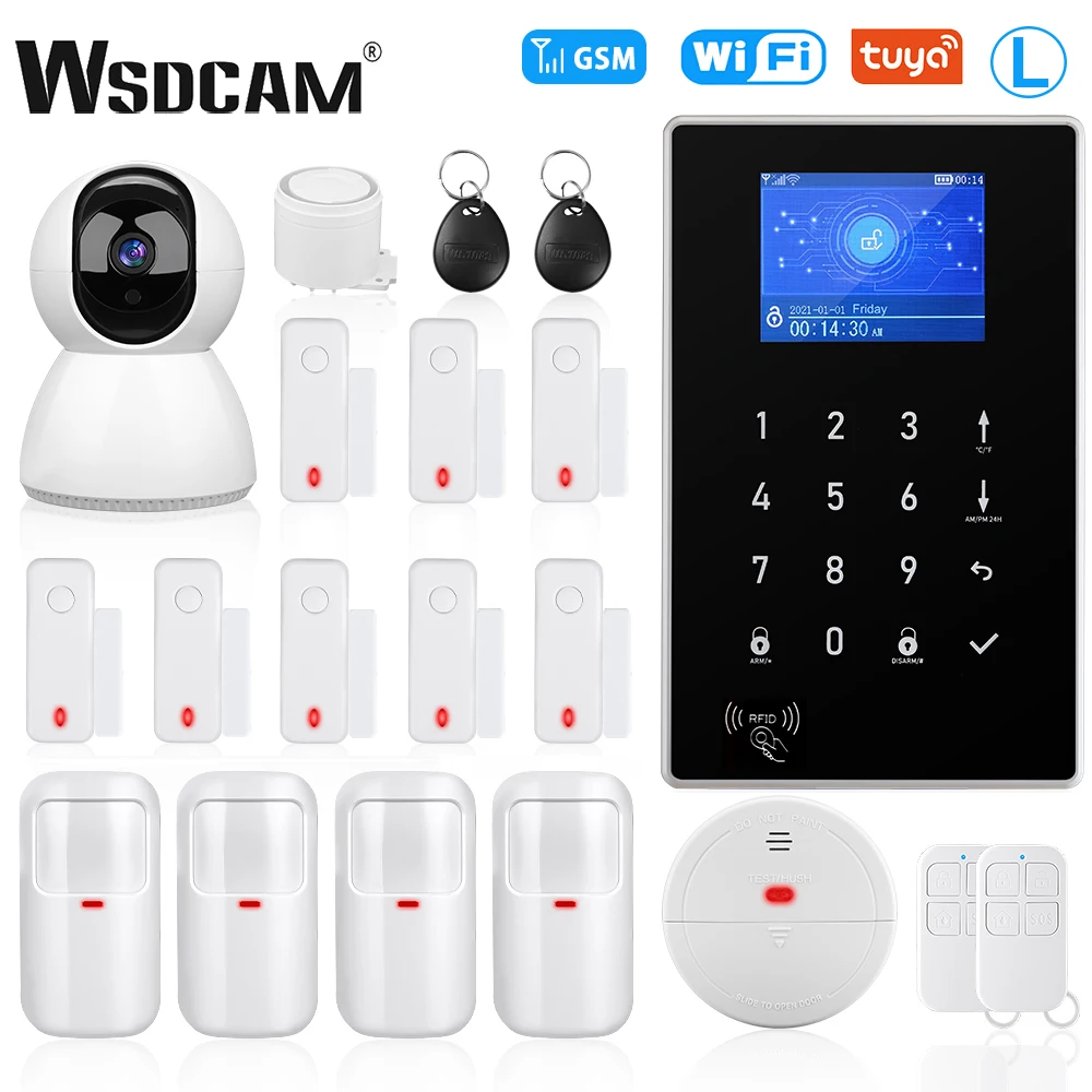 Wsdcam Tuya WiFi GSM Home Security Alarm System Wireless Burglar Alarm Kit With Motion Sensor ...
