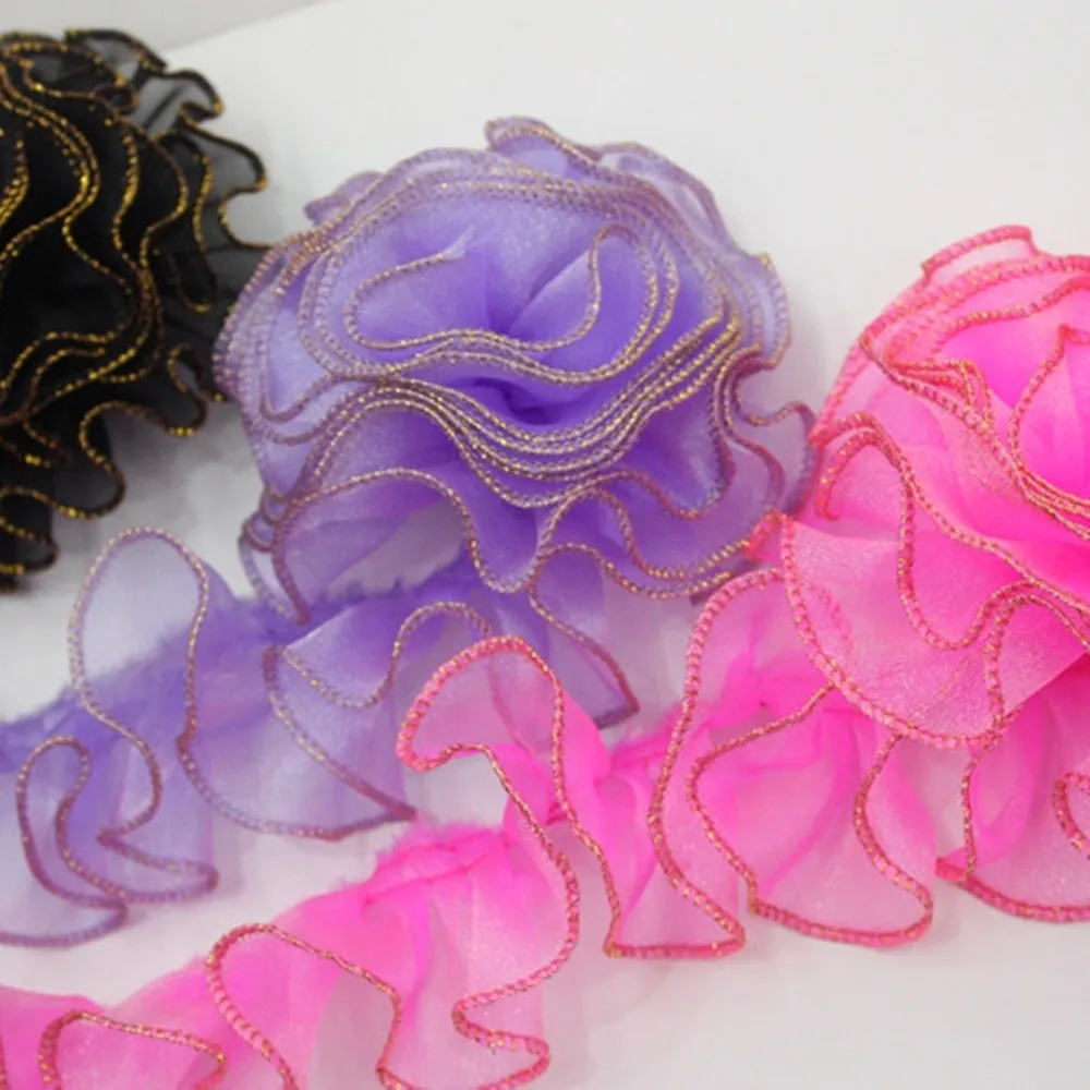 30yards-gold-edge-Ruffle-Ruffle-Lace-Edge-Trim-Pleated-Ribbon-Fabric ...