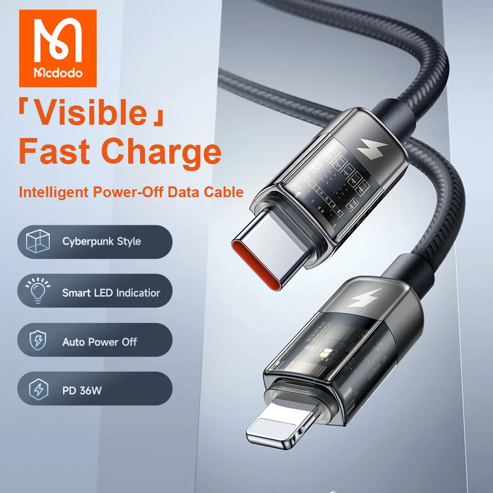 Mcdodo Cable de carga rápida tipo C A Lightning, Cable de carga inteligente, línea de ...