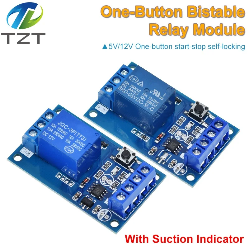 5V-12V-Single-Bond-Button-Bistable-Relay-Module-Modified-Car-Start-and ...