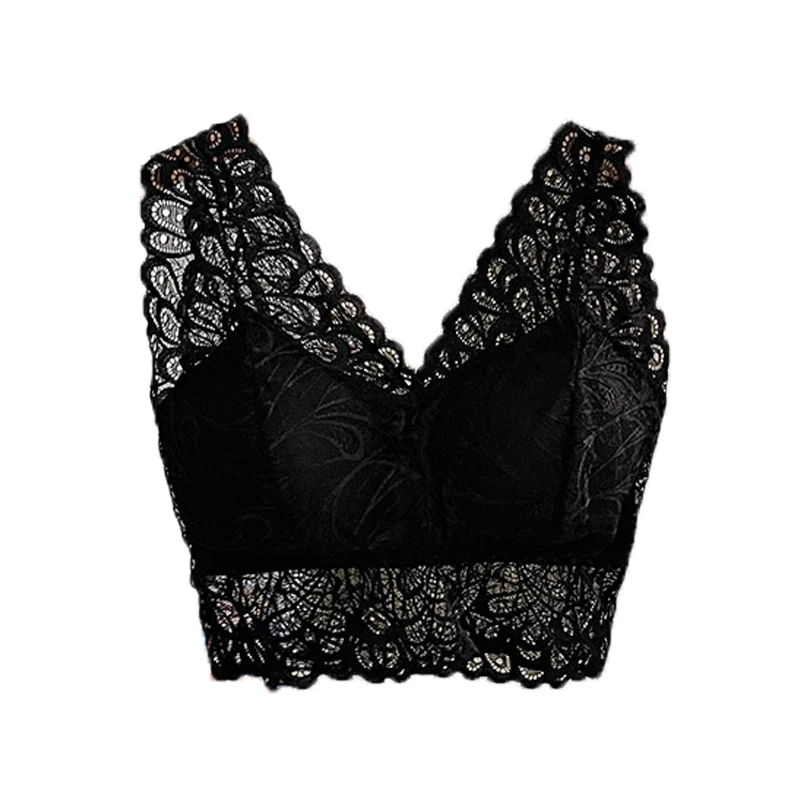 Deep-V-Lace-Beautiful-Back-Bra-Removable-Chest-Pad-Gathered-Chest-Wrap ...