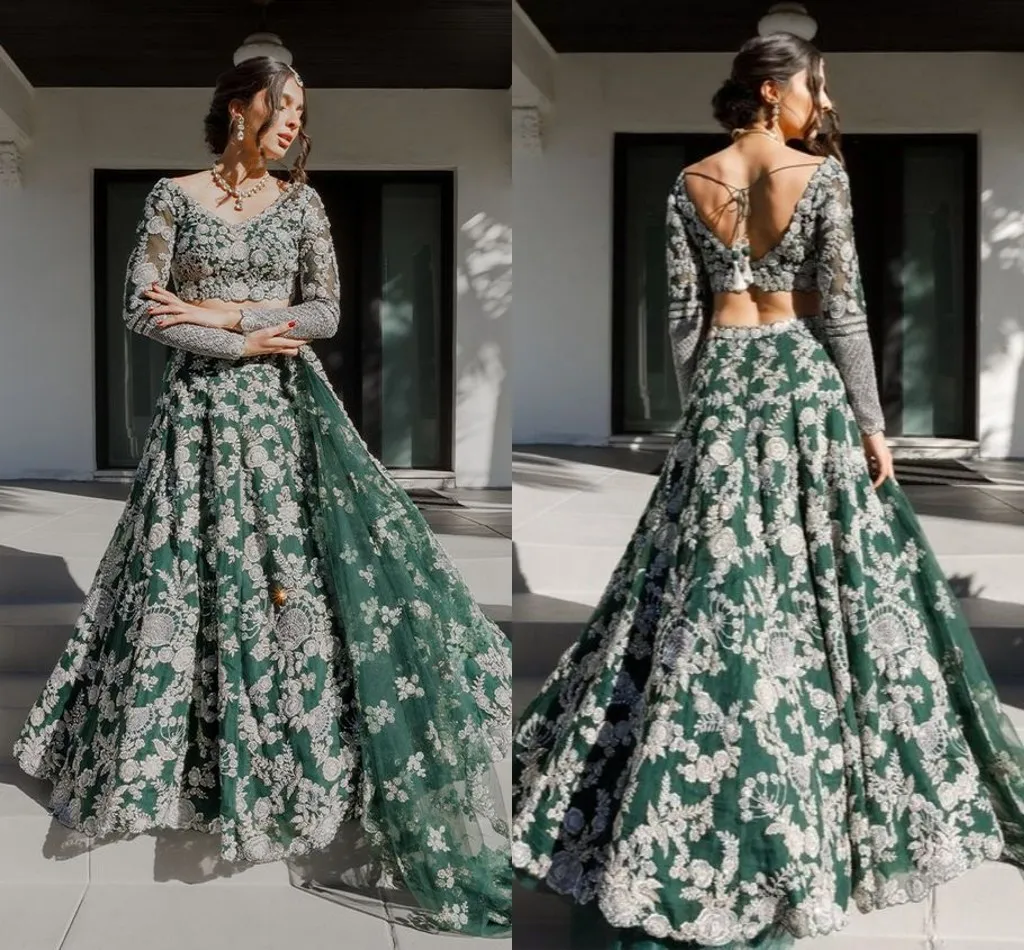 Lehenga Da Sposa Arancione E Argento
