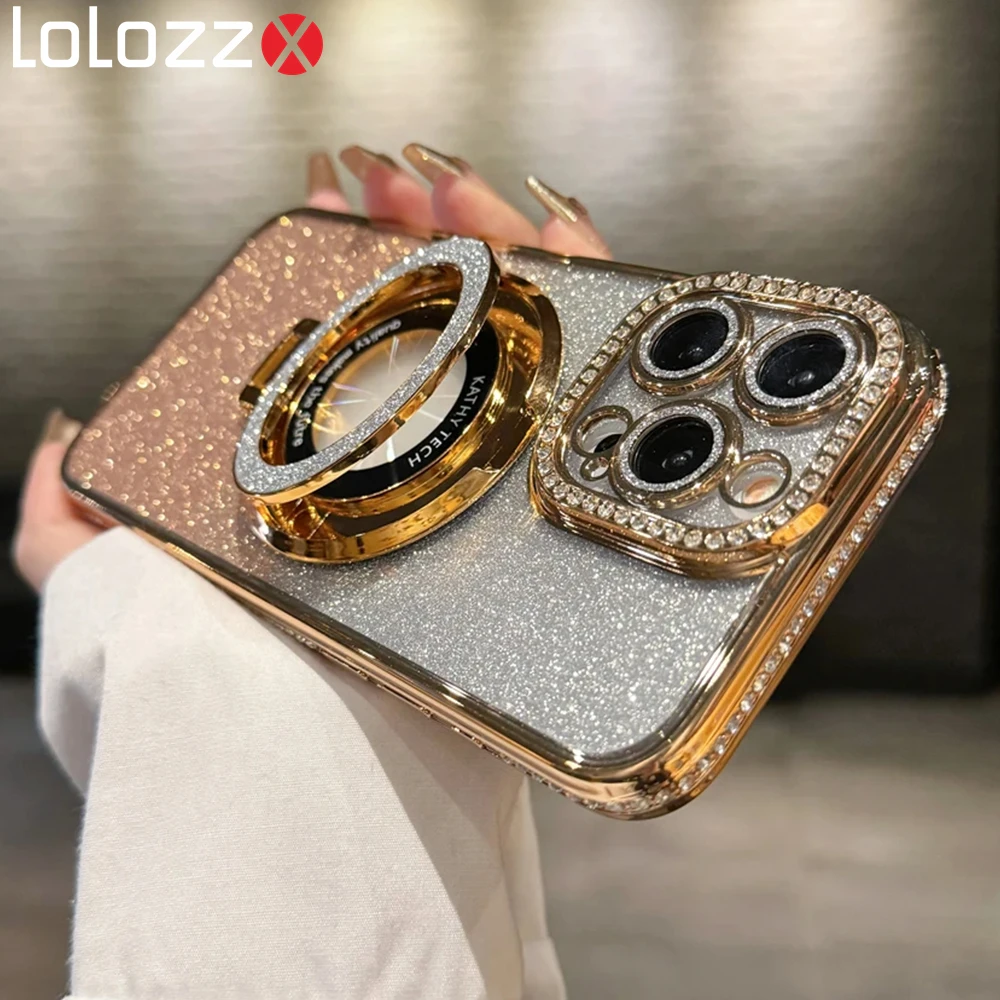 Luxury-Electroplated-Shiny-Diamond-Magnetic-Ring-Bracket-For-Magsafe ...