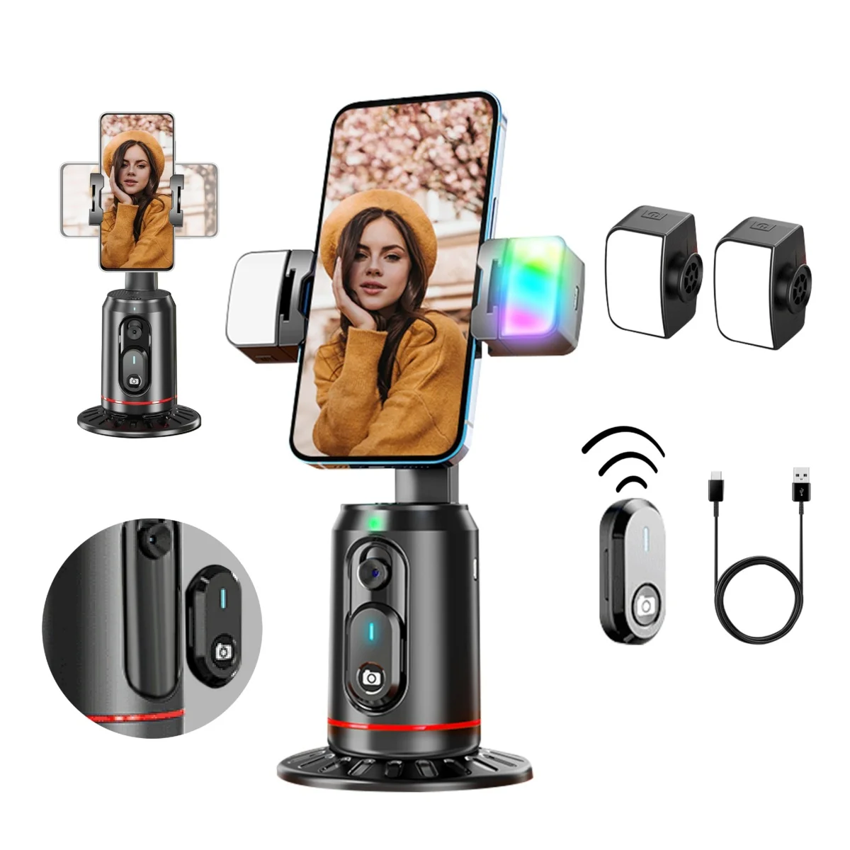 Q02-Face-Tracking-Phone-Holder-360-Smart-AI-Face-Recognition-Pan-Tilt-with-Detachable-Controller ...