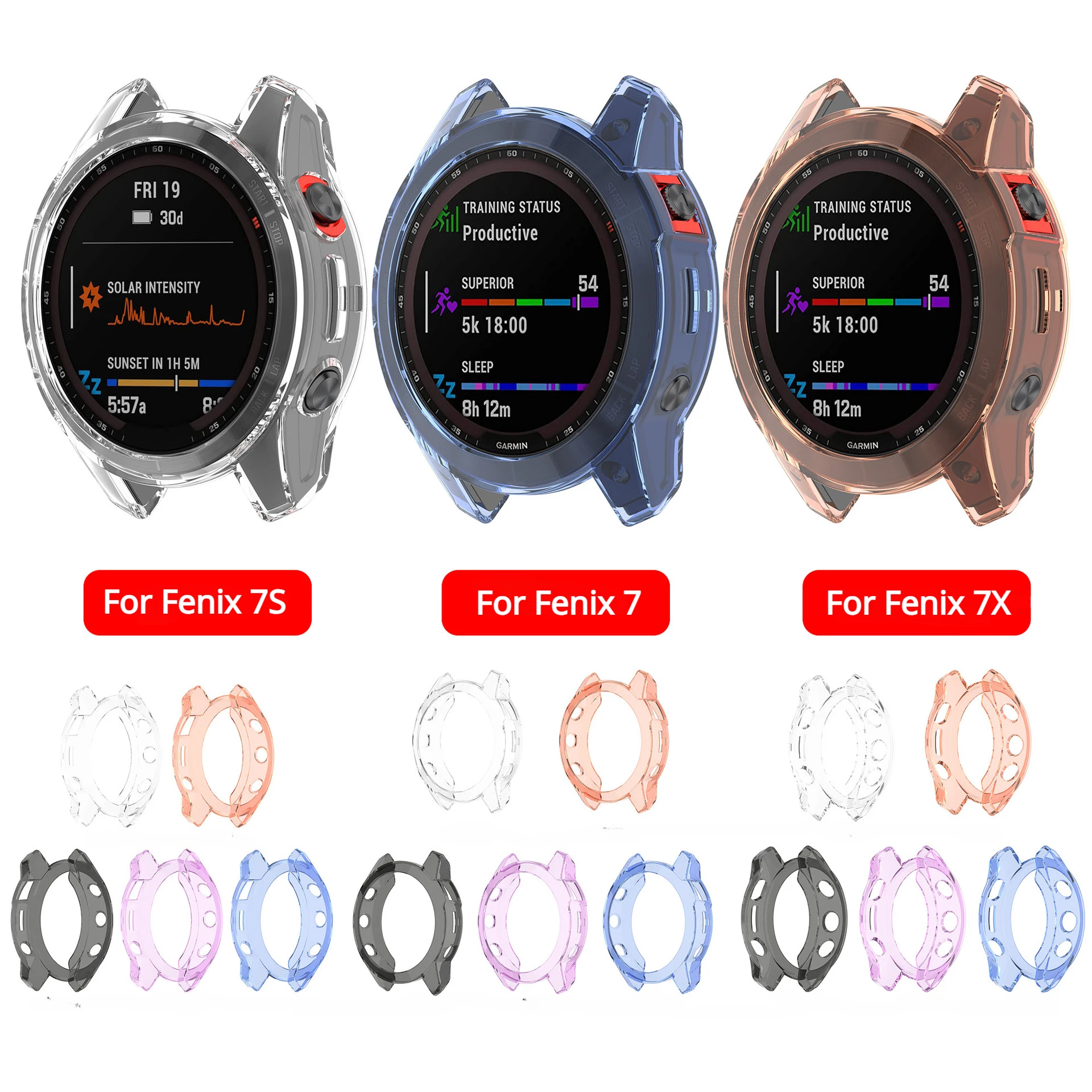 TPU Protective Case Cover For Garmin Fenix 7 7S 7X Smart Watch Tactix 7 ...