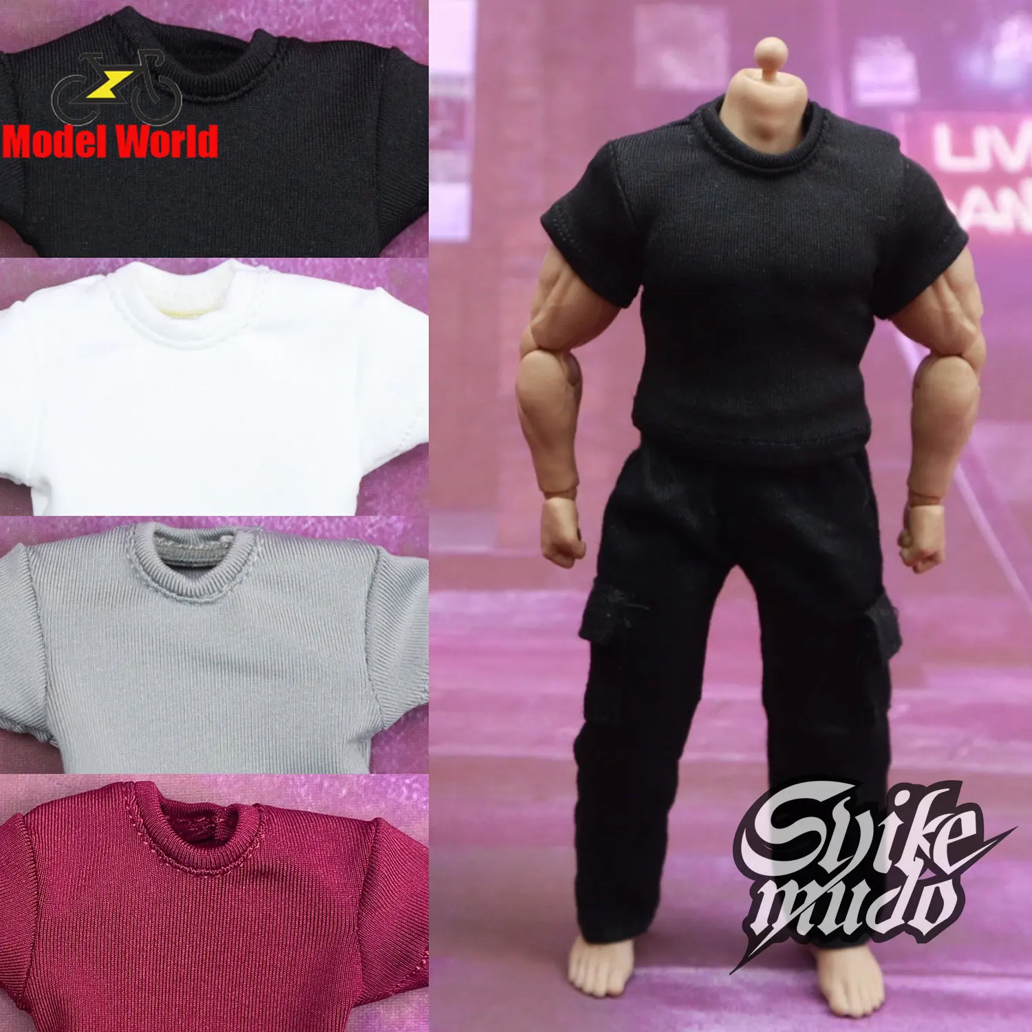 IN-STOCK-1-12-Scale-male-dolls-clothes-black-white-tight-T-shirt-fit-6 ...