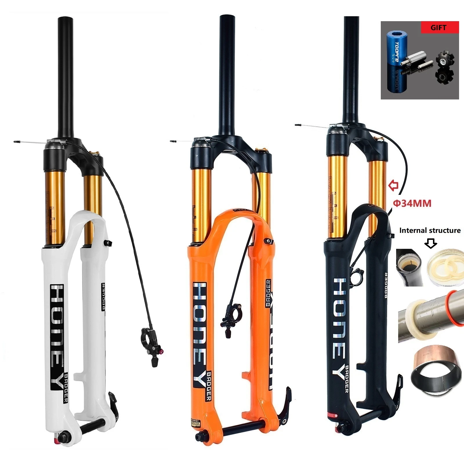 Honey badge bike suspension air 27.5 29 inch fork 130mm travel rebound ...