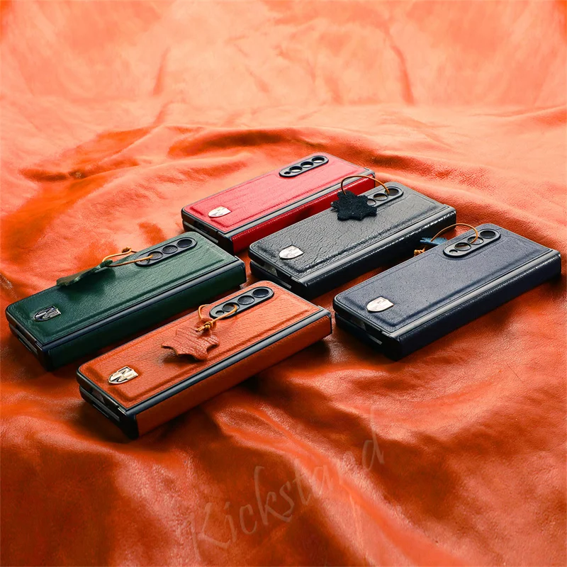 For Samsung Galaxy Z Fold 4 Case Genuine Leather Cover Luxury ...