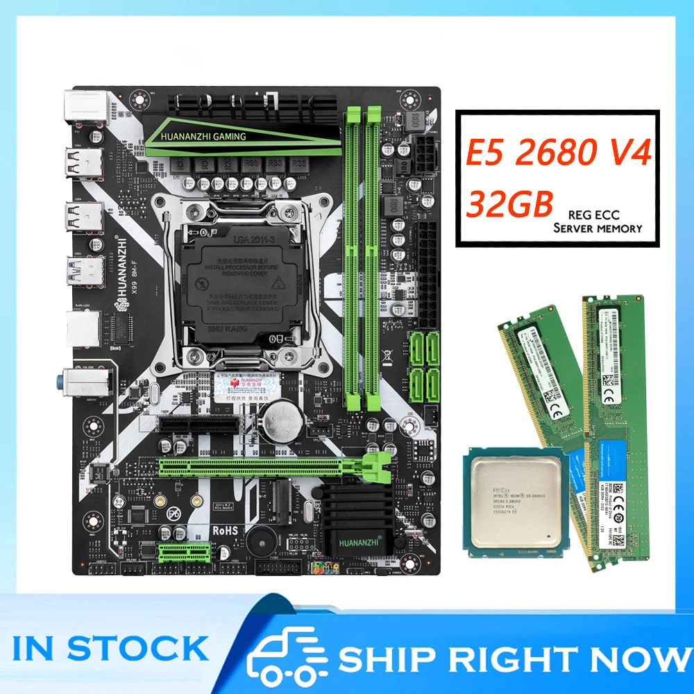 HUANANZHI 8M F Motherboard Combo with E5 2680v4 2*16GB DDR4 2133 RECC ...