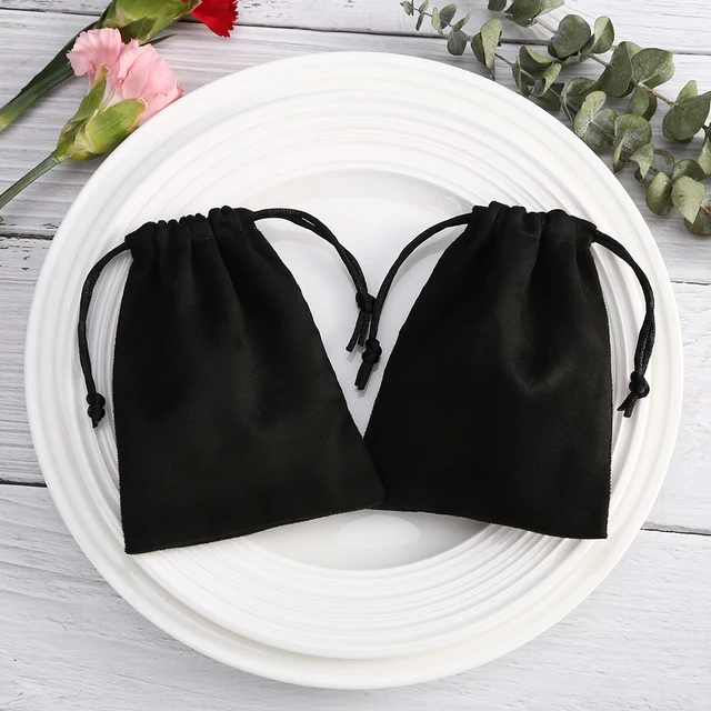 50pcs Custom Logo Flannel Velvet Drawstring Gift Bags Jewelry Organizer ...