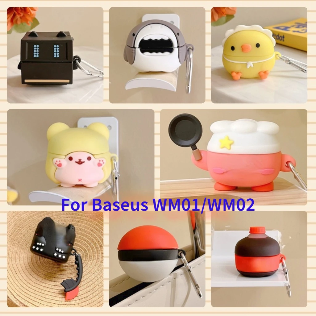 For-Baseus-WM01-WM02-3D-Silicone-Cartoon-Cute-Soft-Bluetooth-Earphone ...