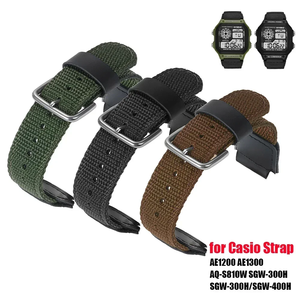Nylon-Watch-Strap-for-Casio-AE1200wh-1300-SGW-300H-400-500-F91W-F84-AEQ ...