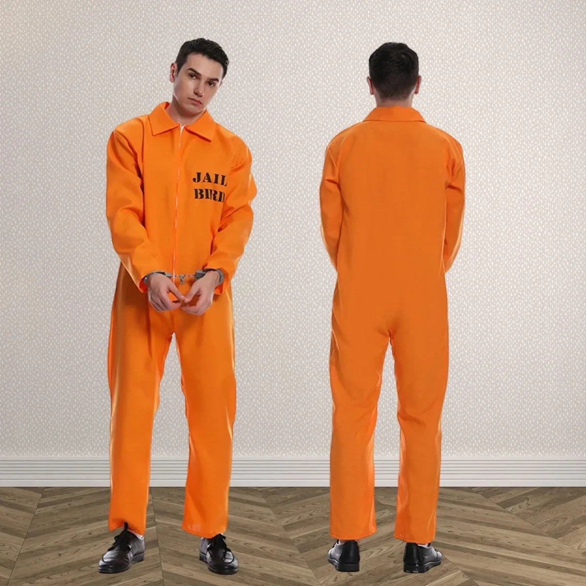 Prisoner Costume Orange Adult Halloween Costumes for Women Men Inmate ...