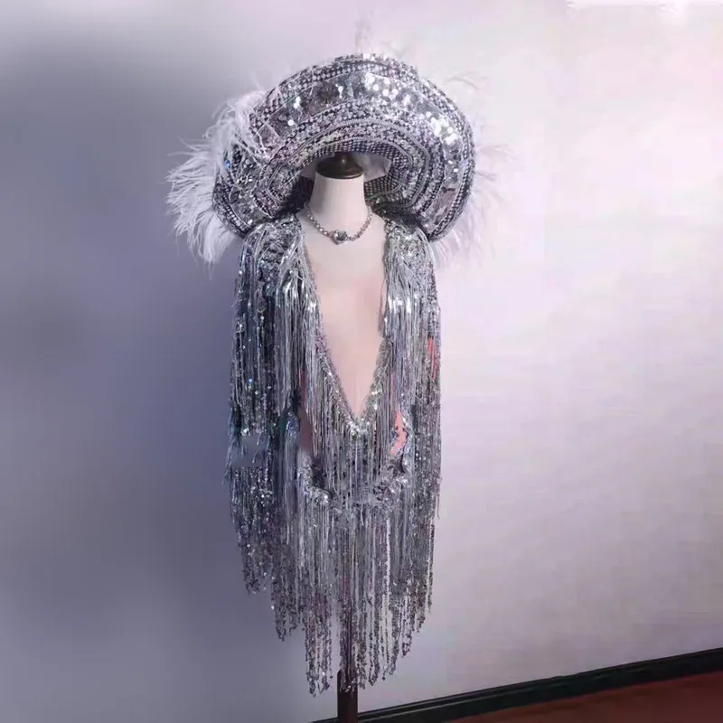 sexy silver fringed bodysuit sparkling sequin leggings latina jazz ...