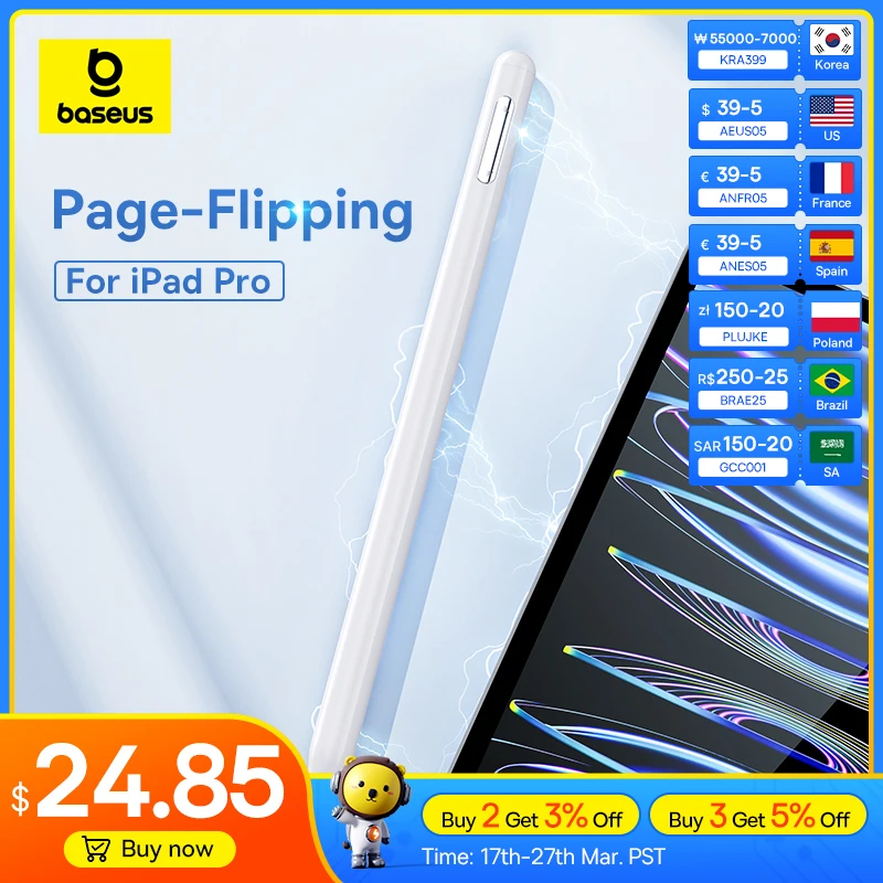Baseus-Stylus-de-carregamento-sem-fio-Touch-Canetas-com-controle-remoto-Page-Flipping-Palm-Rejei ...