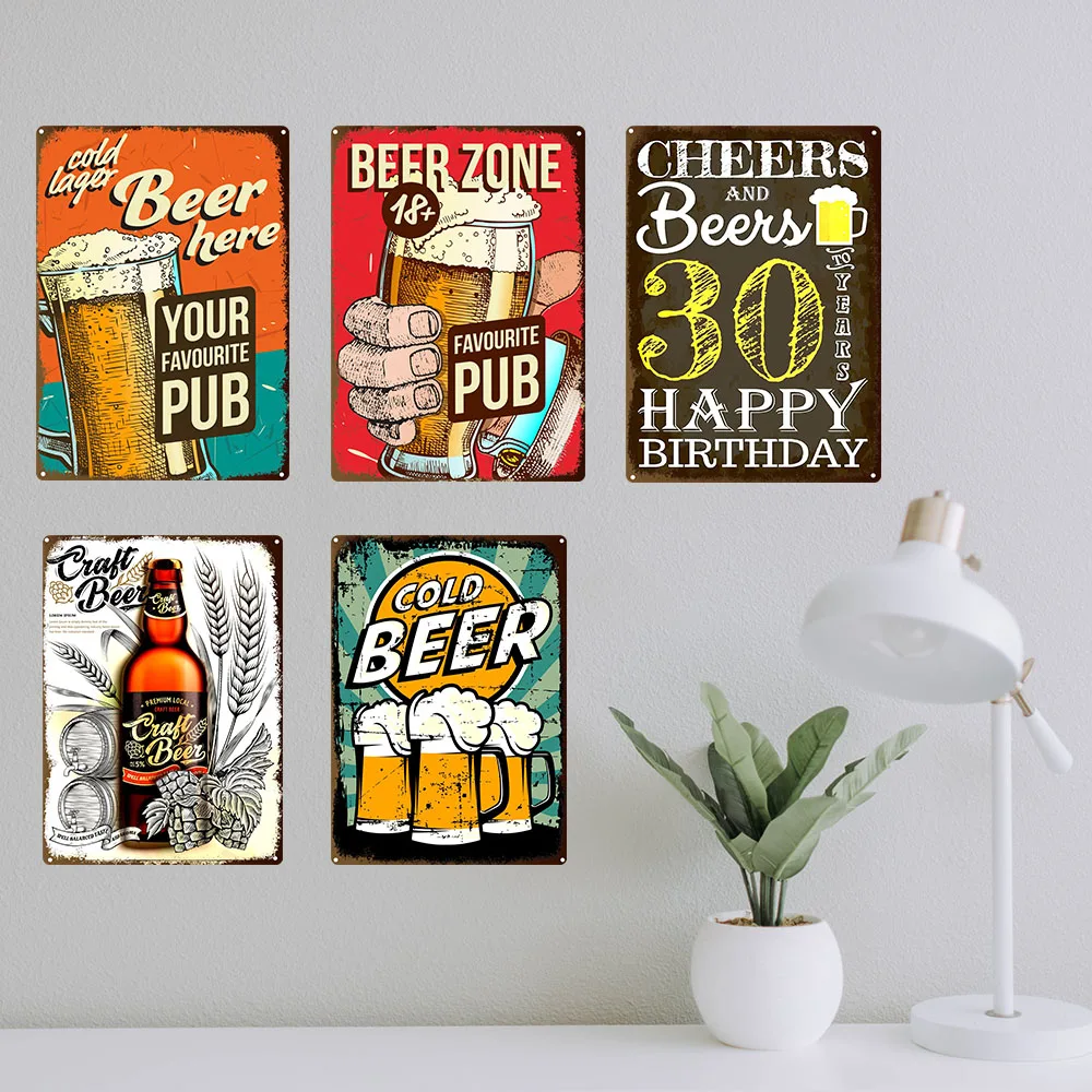 Man Cave Decor Beer Metal Signs Vintage Plaque Beer Wine Wall Poster ...