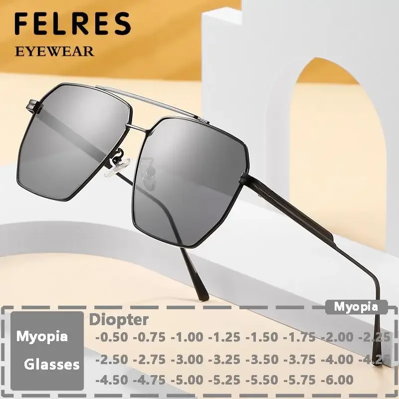 Fashion Metal Frame Tinted Myopia Glasses For Men Women Prescription ...