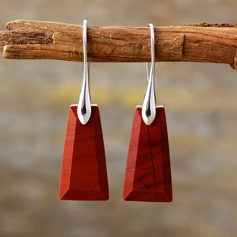 Minimalism-Natural-Stones-Ladder-shaped-Dangling-Women-Drop-Earrings ...