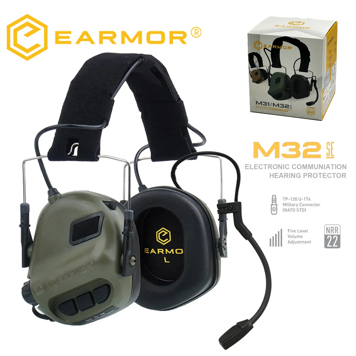 EARMOR M32 SE Electronic Shooting Earmuff Hunting Hearing Protection ...